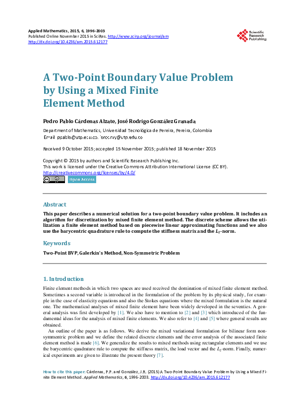 (PDF) A Two-Point Boundary Value Problem by Using a Mixed Finite ...