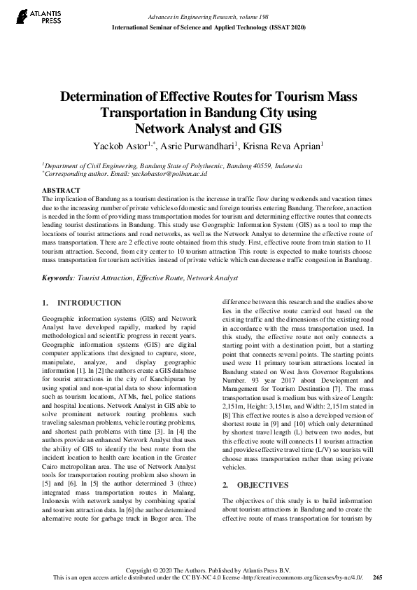 (PDF) Determination of Effective Routes for Tourism Mass Transportation ...