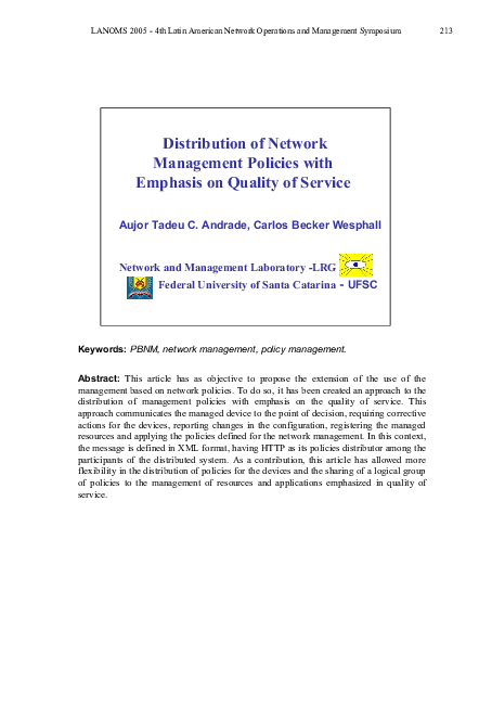 (PDF) Distribution of Network Management Policies with Emphasis on ...
