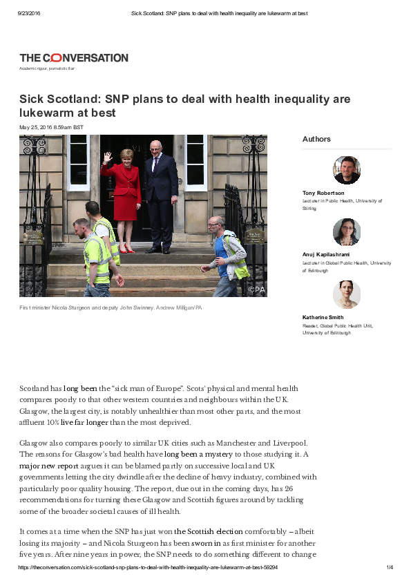 (PDF) Sick Scotland: SNP plans to deal with health inequality are ...
