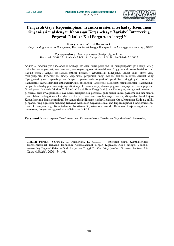 (PDF) Pengaruh Gaya Kepemimpinan Transformasional Terhadap Disiplin Kerja pada Unit Pelaksanaan ...