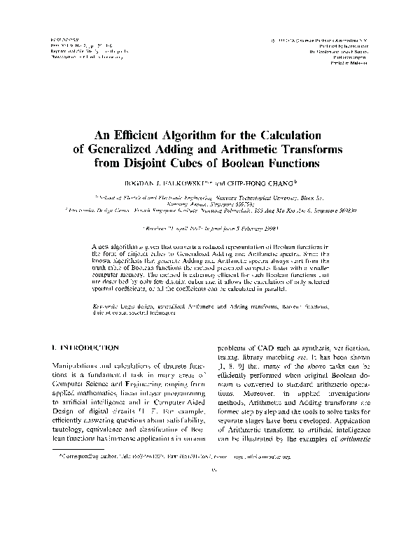 (PDF) An Efficient Algorithm for the Calculation of Generalized Adding and Arithmetic Transforms ...
