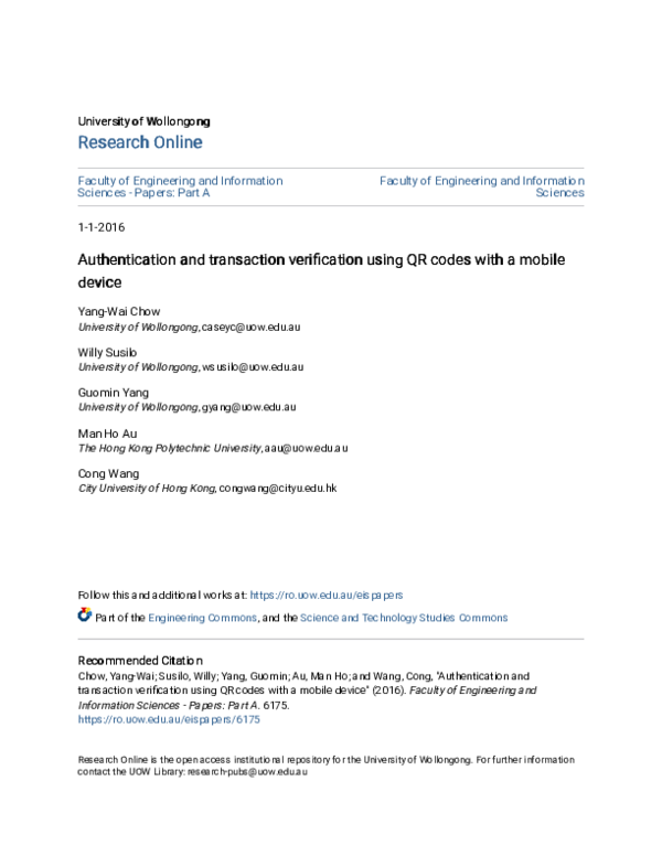 Pdf Authentication And Transaction Verification Using Qr Codes With A 6276