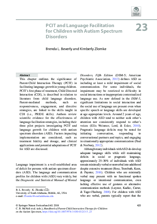 (PDF) PCIT and Language Facilitation for Children with Autism Spectrum Disorders