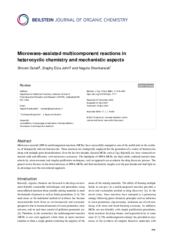 (PDF) Microwave-assisted multicomponent reactions in heterocyclic ...