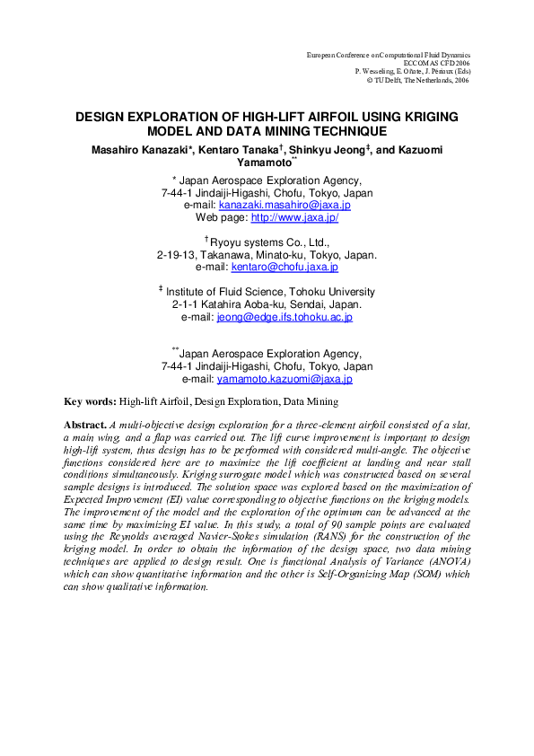 (PDF) Design Exploration of High-Lift Airfoil Using Kriging Model and Data Mining Technique