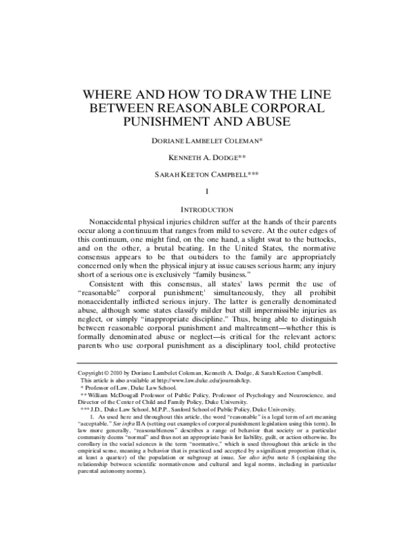 (PDF) Where and How to Draw the Line Between Reasonable Corporal ...