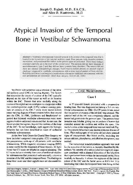 (PDF) Atypical Invasion of the Temporal Bone in Vestibular Schwannoma ...