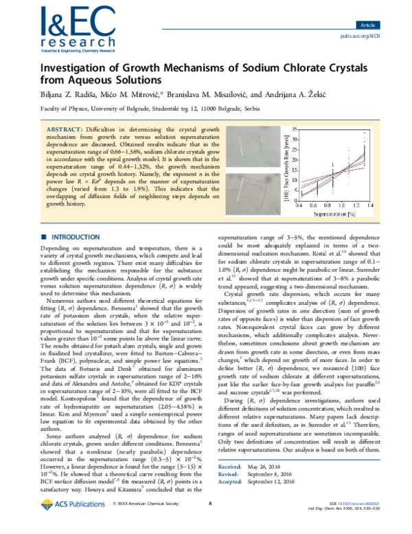 (PDF) Investigation of Growth Mechanisms of Sodium Chlorate Crystals ...