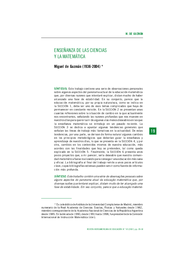 (PDF) Ense anza De Las Ciencias y La Matem tica | Miguel De Guzman - Academia.edu