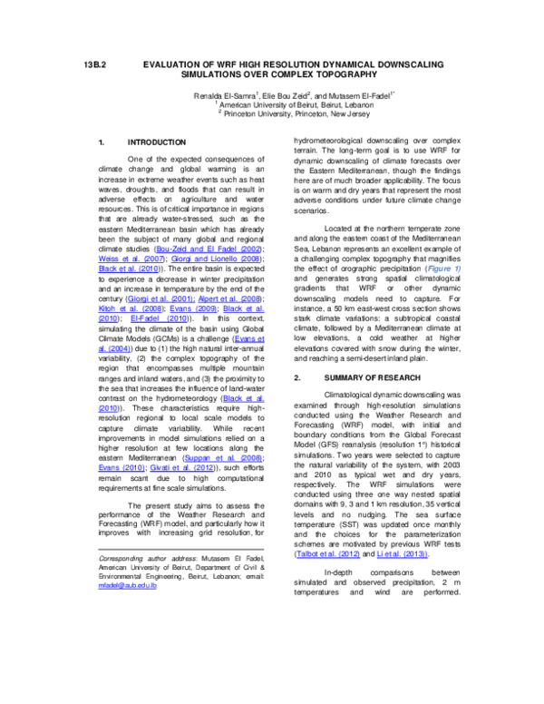 (PDF) 13 B . 2 Evaluation of WRF High Resolution Dynamical Downscaling Simulations Over Complex ...