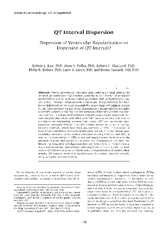 (PDF) QT interval dispersion*:: Dispersion of ventricular ...