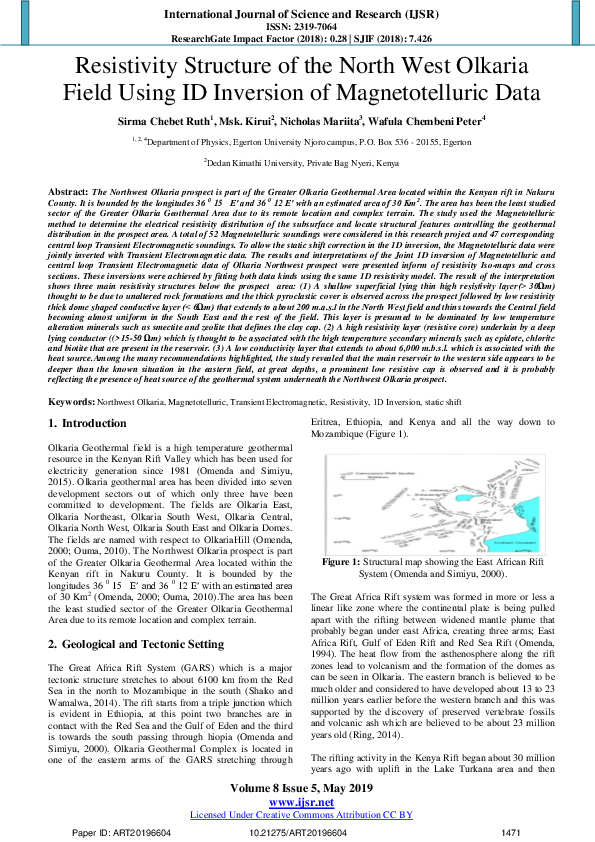 (PDF) Resistivity Mapping of Northwest Olkaria Field