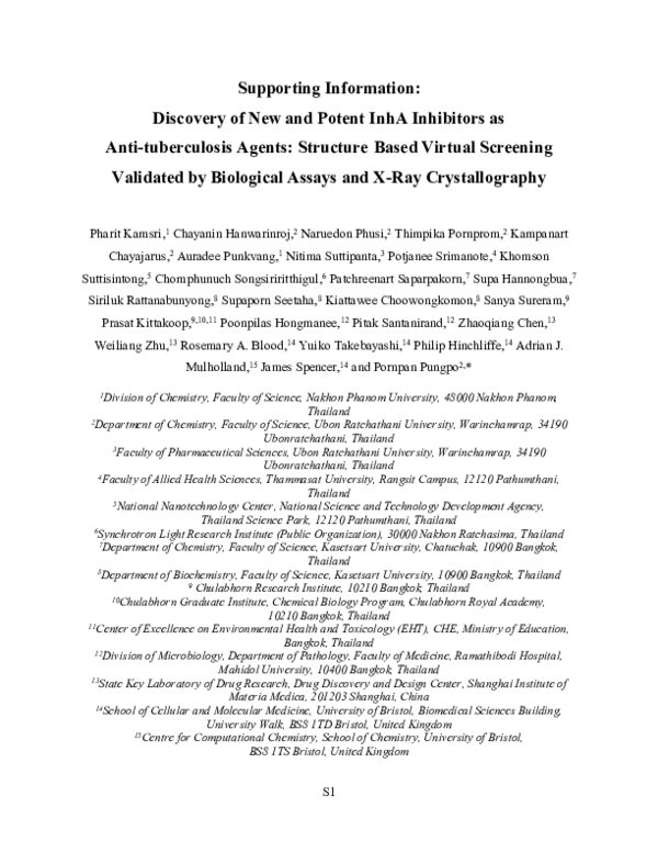 (PDF) Discovery of New and Potent InhA Inhibitors as Antituberculosis ...