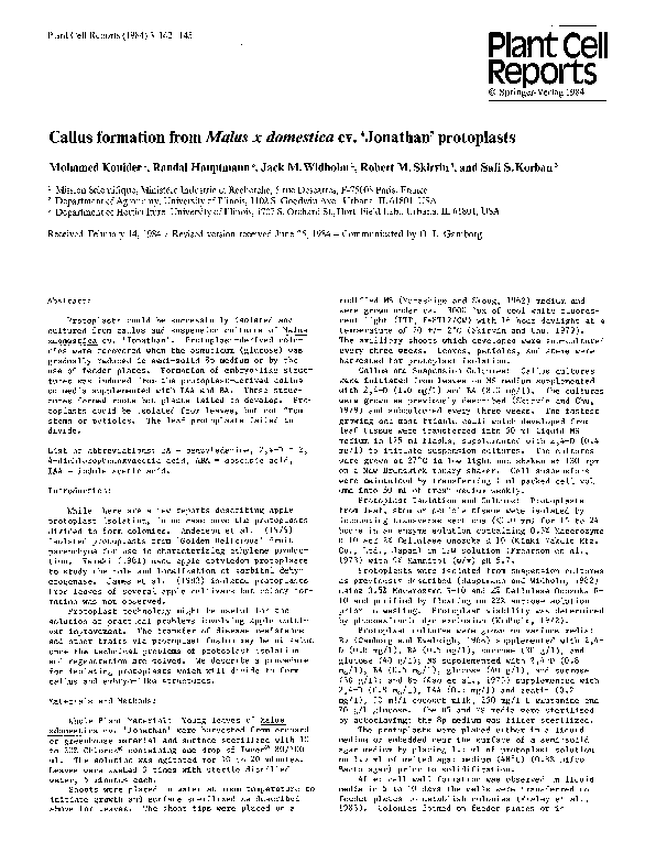 (PDF) Callus formation from Malus x domestica cv.'Jonathan'protoplasts