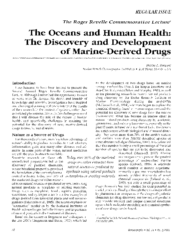 (PDF) The oceans and human health: the discovery and development of ...