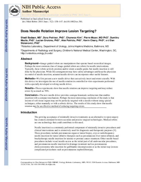 (PDF) Does needle rotation improve lesion targeting?