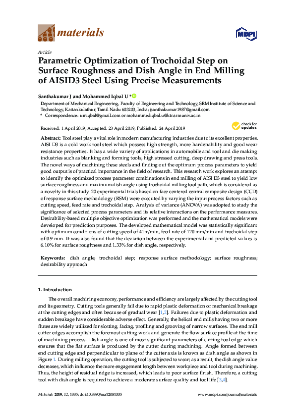 (PDF) Parametric Optimization of Trochoidal Step on Surface Roughness ...