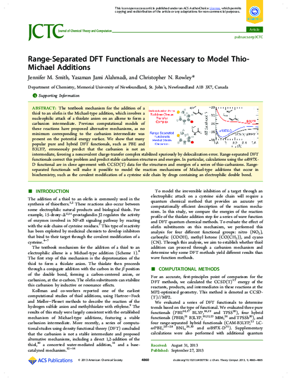 (PDF) Range-Separated DFT Functionals are Necessary to Model Thio ...