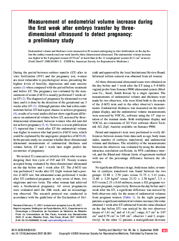 (PDF) Measurement of endometrial volume increase during the first week ...