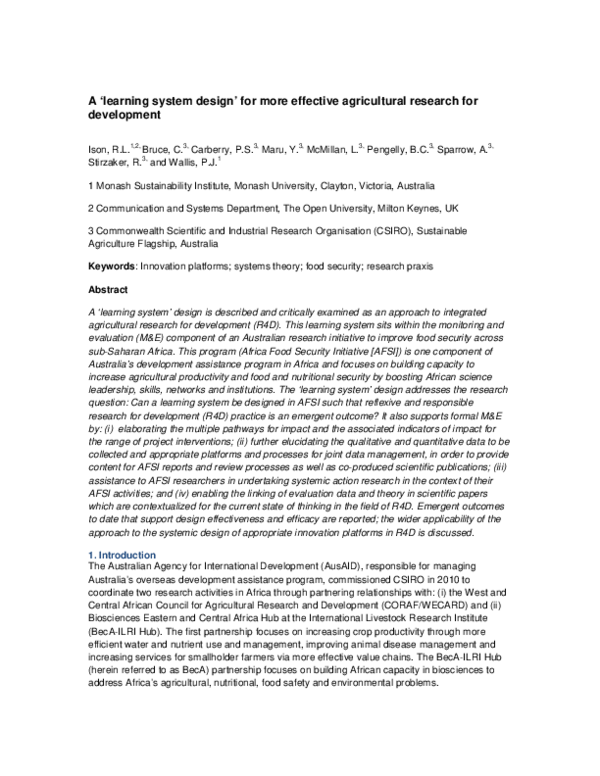 (PDF) A 'learning system design' for more effective agricultural ...