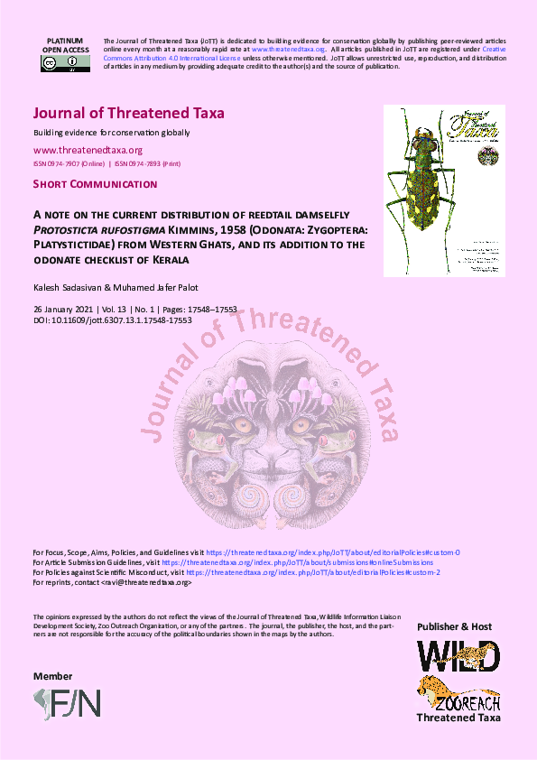 (PDF) A note on the current distribution of reedtail damselfly ...