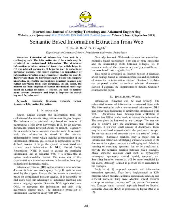 (PDF) Semantic Based Information Extraction from Web