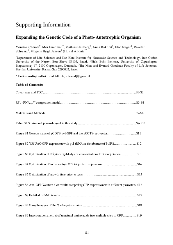 (PDF) Expanding the Genetic Code of a Photoautotrophic Organism