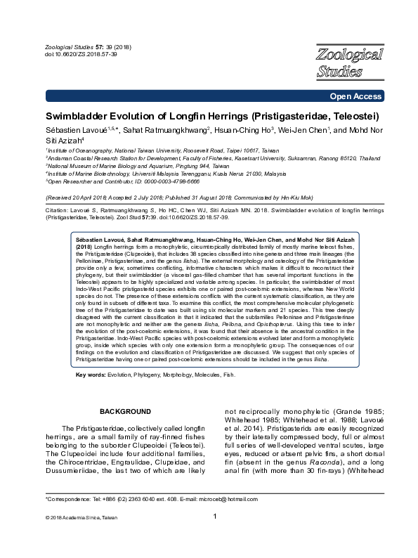 (PDF) Swimbladder Evolution of Longfin Herrings (Pristigasteridae ...