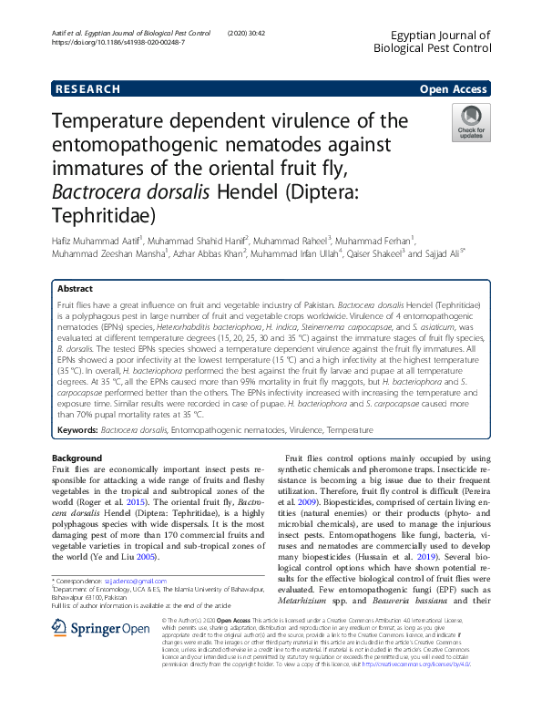 (PDF) Temperature dependent virulence of the entomopathogenic nematodes against immatures of the ...