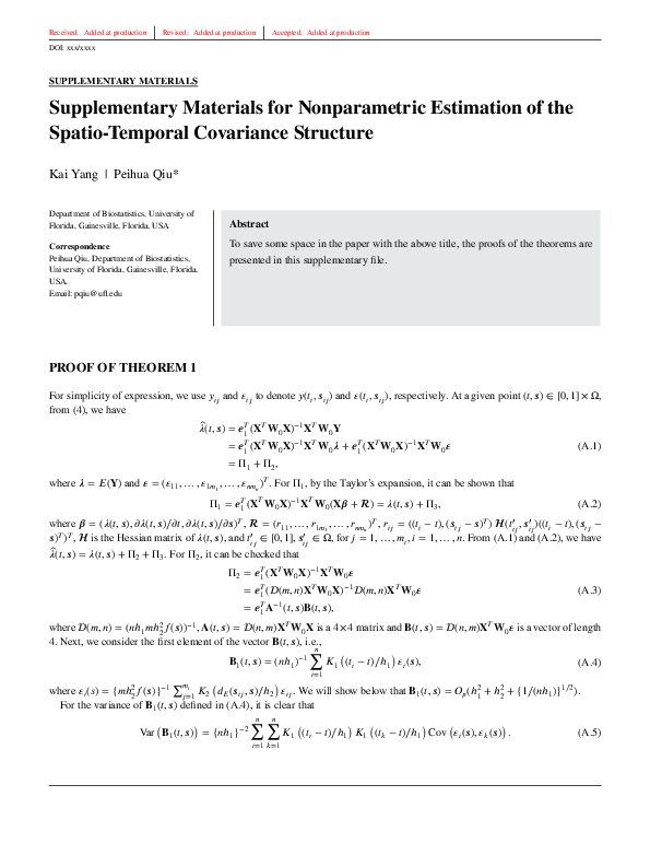 Pdf Nonparametric Estimation Of The Spatio‐temporal Covariance Structure