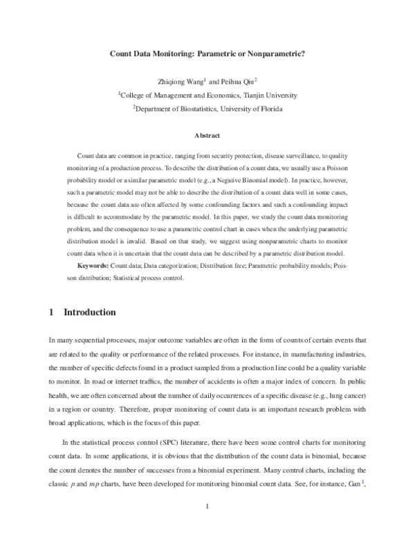 (PDF) Count data monitoring: Parametric or nonparametric?