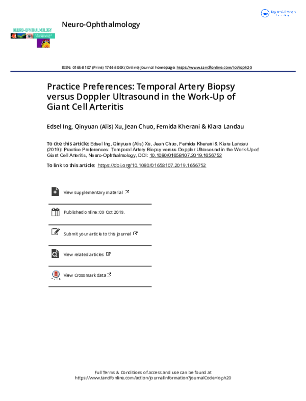 (PDF) Practice Preferences: Temporal Artery Biopsy versus Doppler ...