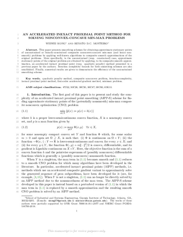 Pdf An Accelerated Inexact Proximal Point Method For Solving Nonconvex Concave Min Max