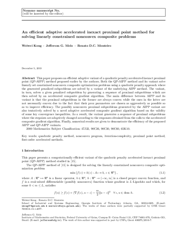 Pdf An Efficient Adaptive Accelerated Inexact Proximal Point Method