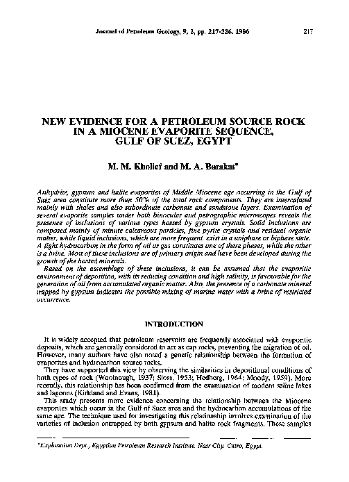 (PDF) New Evidence for a Petroleum Source Rock in a Miocene Evaporite ...