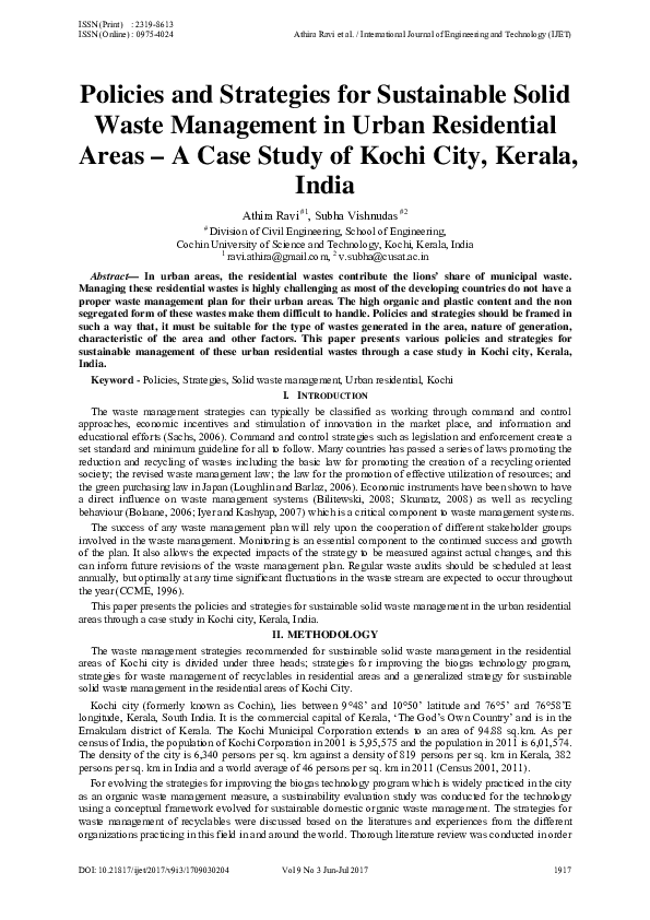 (PDF) Policies and Strategies for Sustainable Solid Waste Management in ...