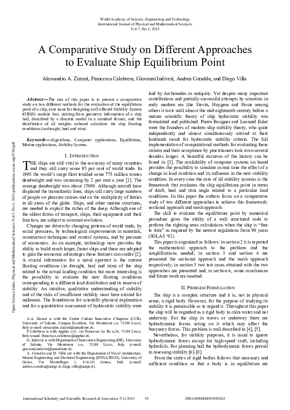 A Comparative Study on Different Approaches to Evaluate Ship ...