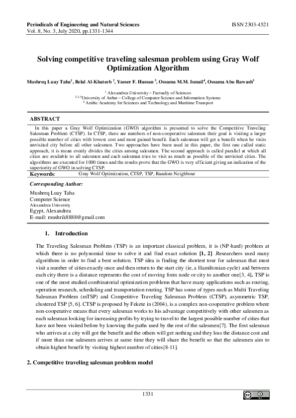 (PDF) Solving Competitive Traveling Salesman Problem Using Gray Wolf ...