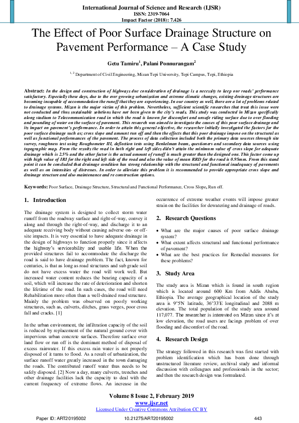 (PDF) The Effect of Poor Surface Drainage Structure on Pavement ...
