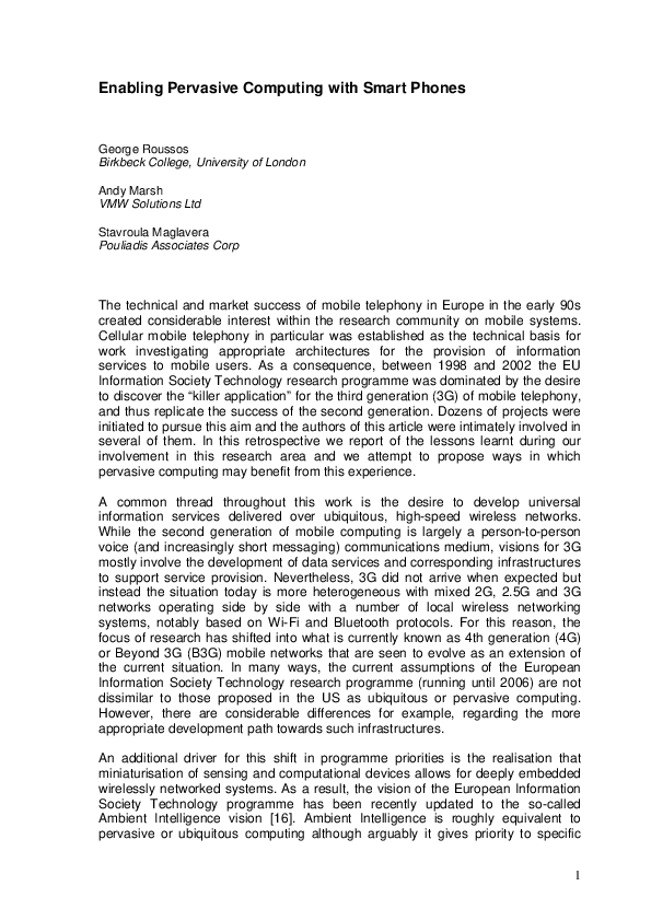 (PDF) Enabling Pervasive Computing with Smart Phones