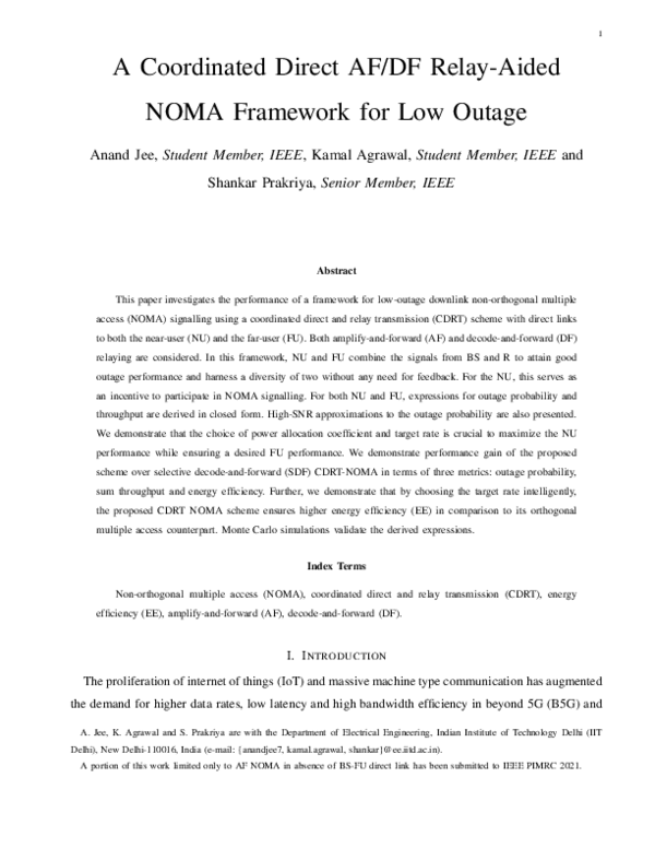 Pdf A Coordinated Direct Af Df Relay Aided Noma Framework For Low Outage