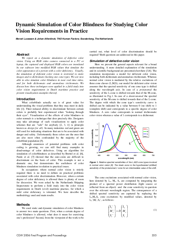 (PDF) Dynamic Simulation of Color Blindness for Studying Color Vision ...