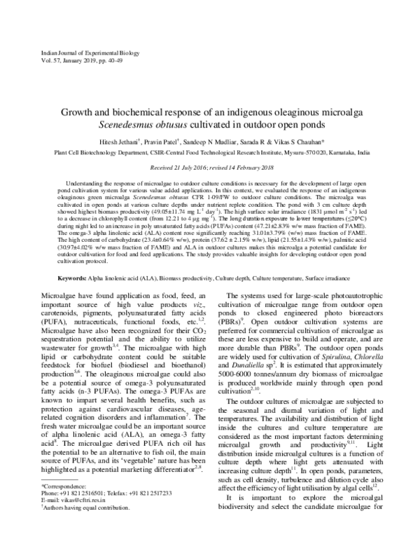 (PDF) Growth and biochemical response of an indigenous oleaginous ...