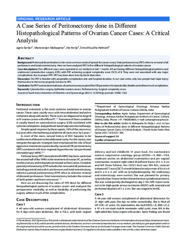 (PDF) A Case Series of Peritonectomy done in Different ...