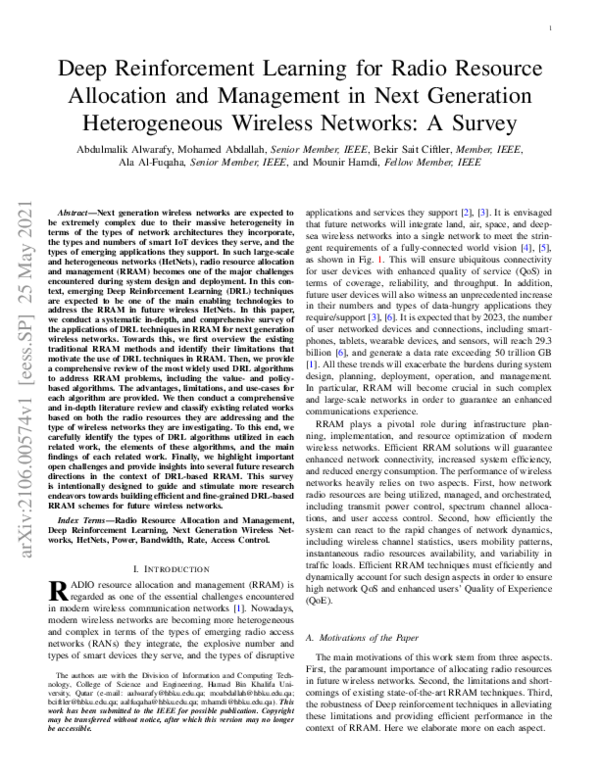 Pdf Deep Reinforcement Learning For Radio Resource Allocation And