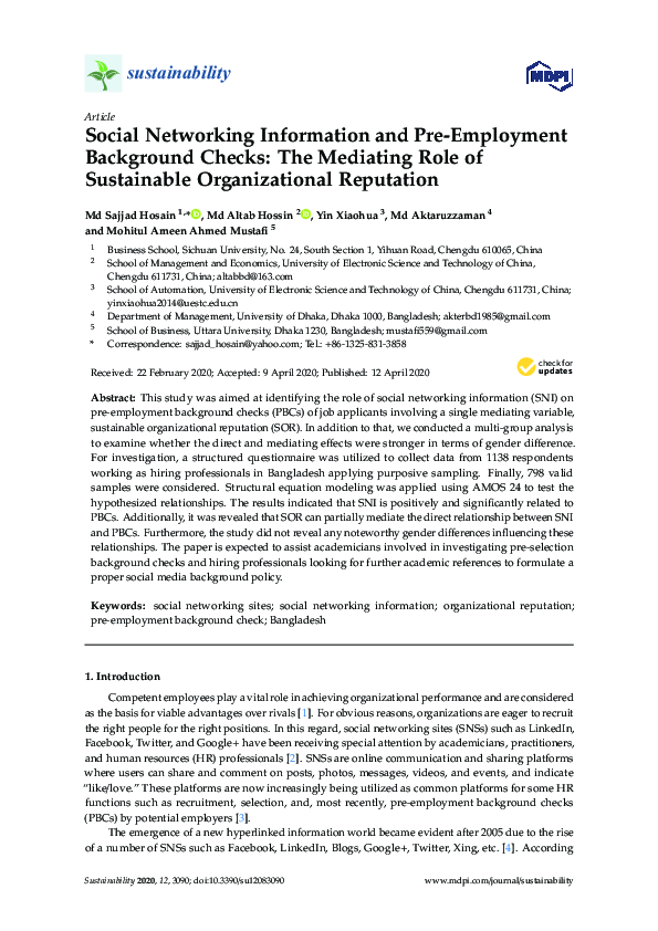 (PDF) Social Networking Information and Pre-Employment Background ...