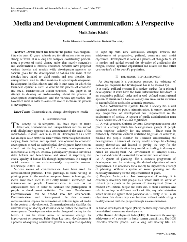 (PDF) Media and Development Communication: A Perspective