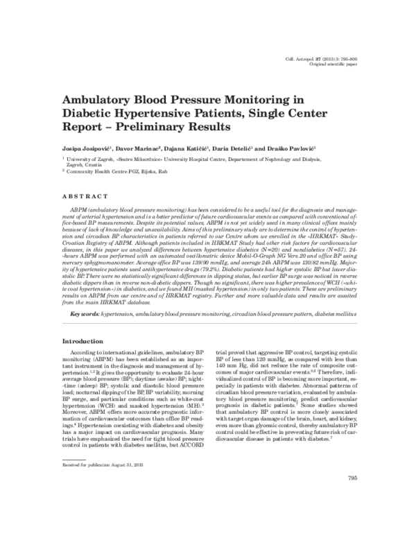 (PDF) Ambulatory blood pressure monitoring in diabetic hypertensive ...