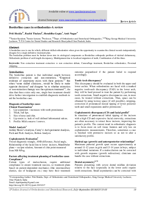 (PDF) Borderline cases in orthodontics-A review